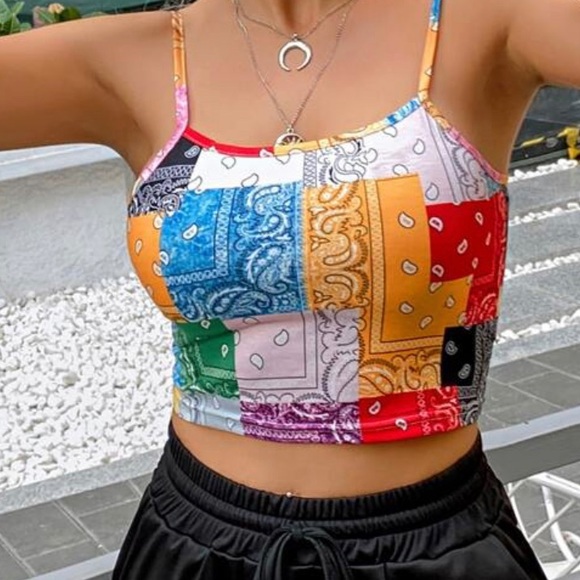 Tops | Bandana Print Crop Top | Poshmark